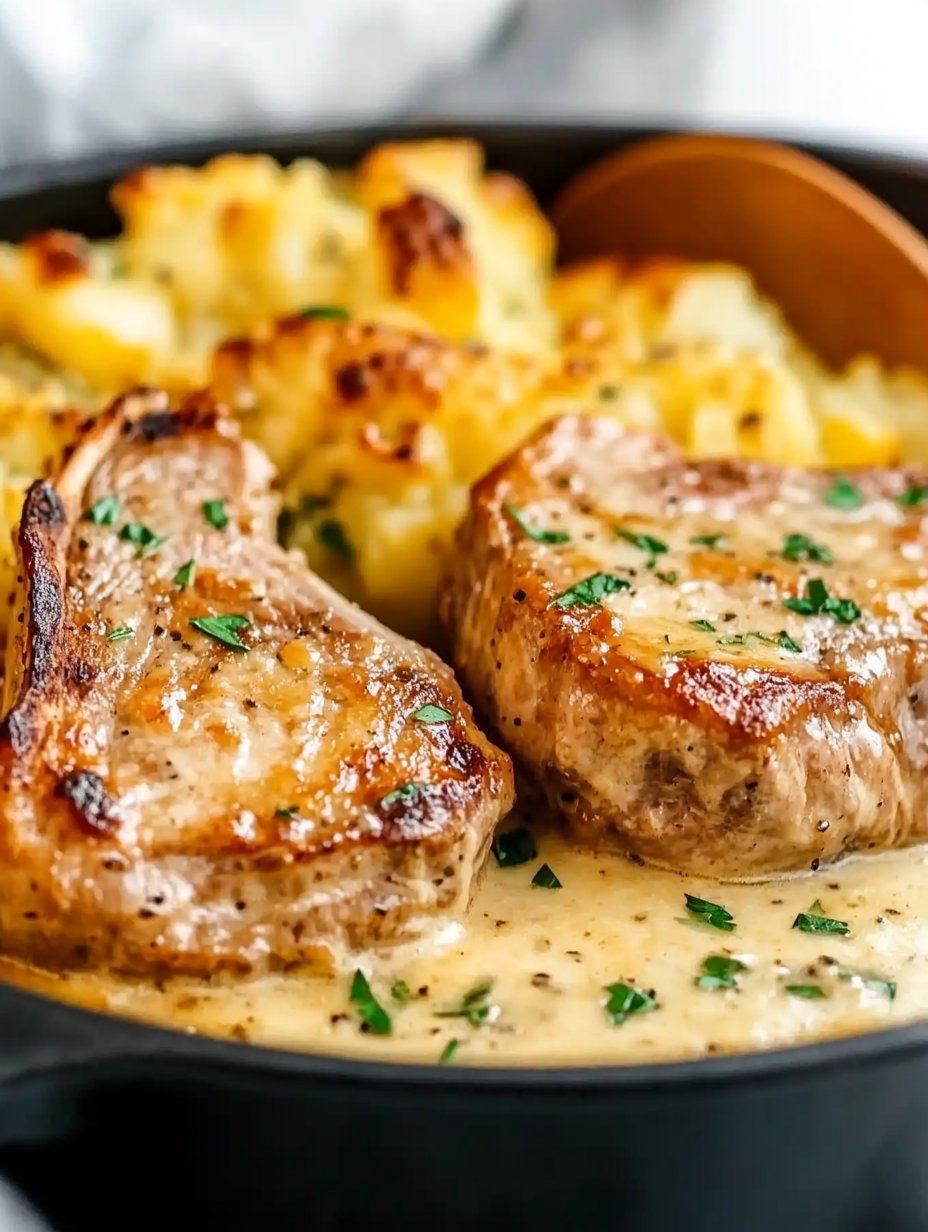 Garlic Butter Pork Chops with Cheesy Potato Bake – Blogs Today